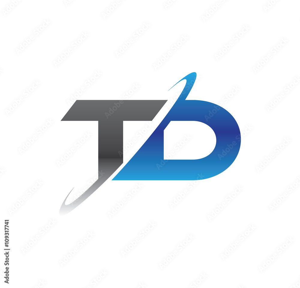 td initial logo with double swoosh blue and grey Stock Vector | Adobe Stock