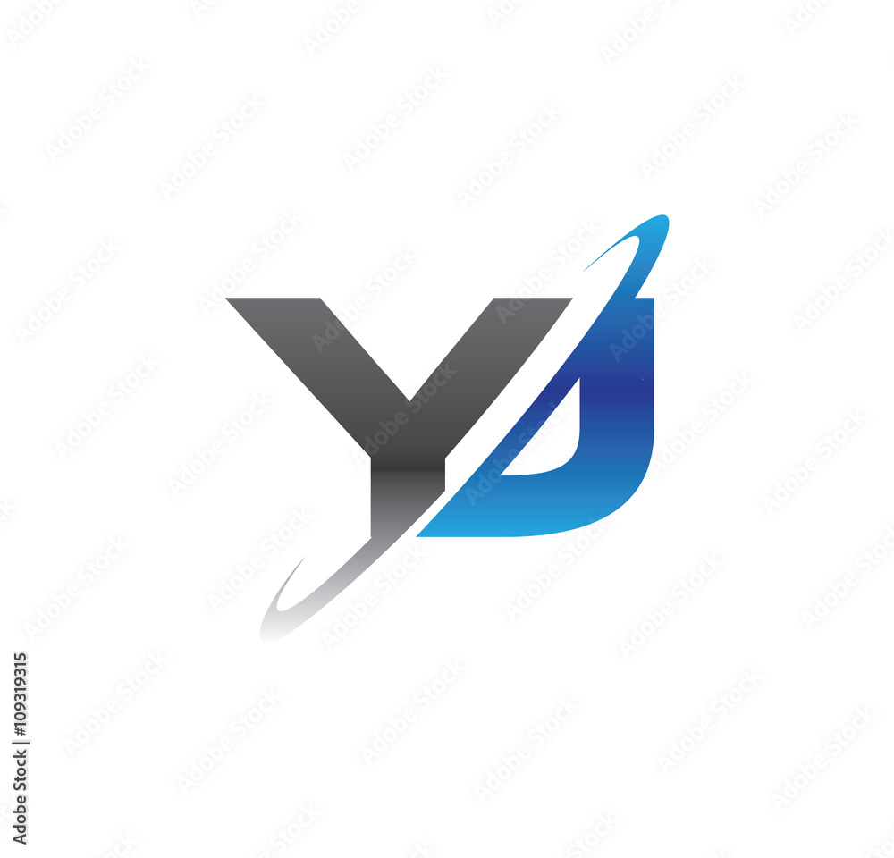 yj initial logo with double swoosh blue and grey Stock Vector | Adobe Stock