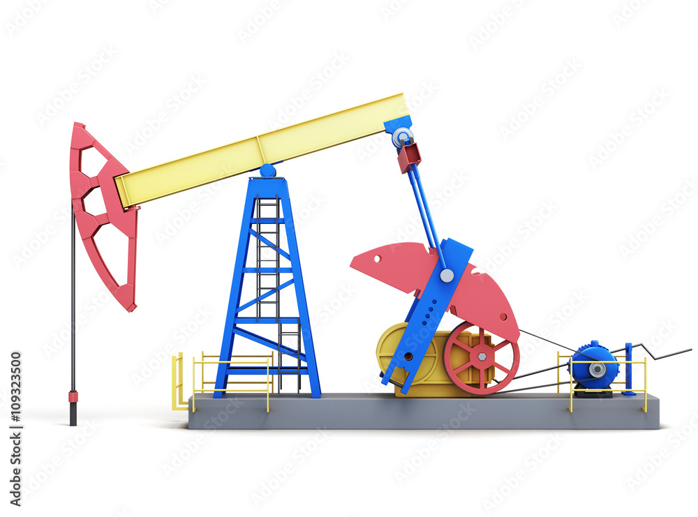 Oil well pump isolated on white background. Side view. 3d rendering ...
