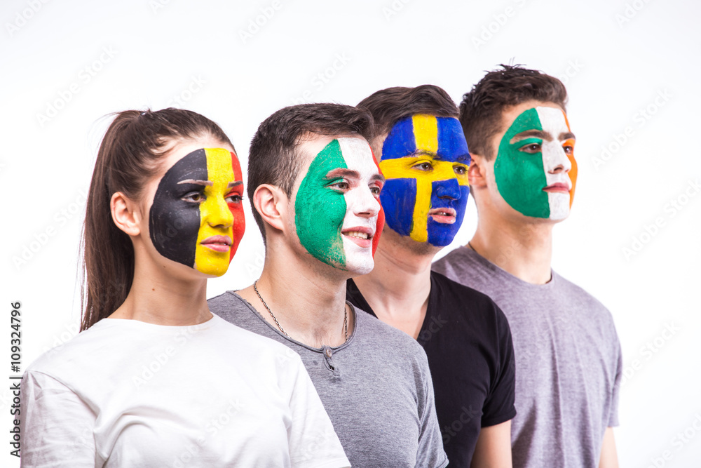 Face portrait of football fans support their national team: Belgium ...
