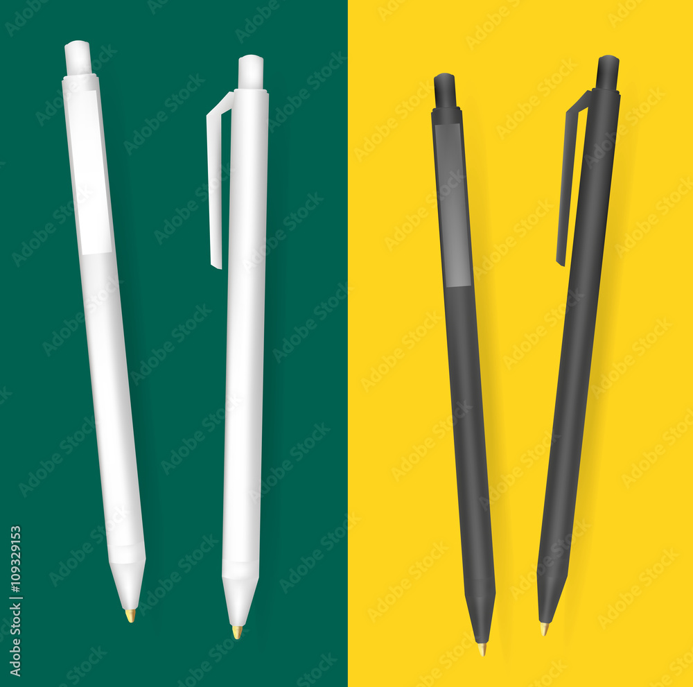 Vector Set of Blank Pens.Template for advertising and corporate ...