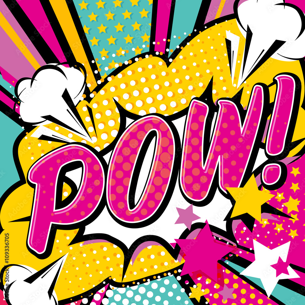 Pop art Pow! quote type. Bang, explosion decorative halftone poster ...