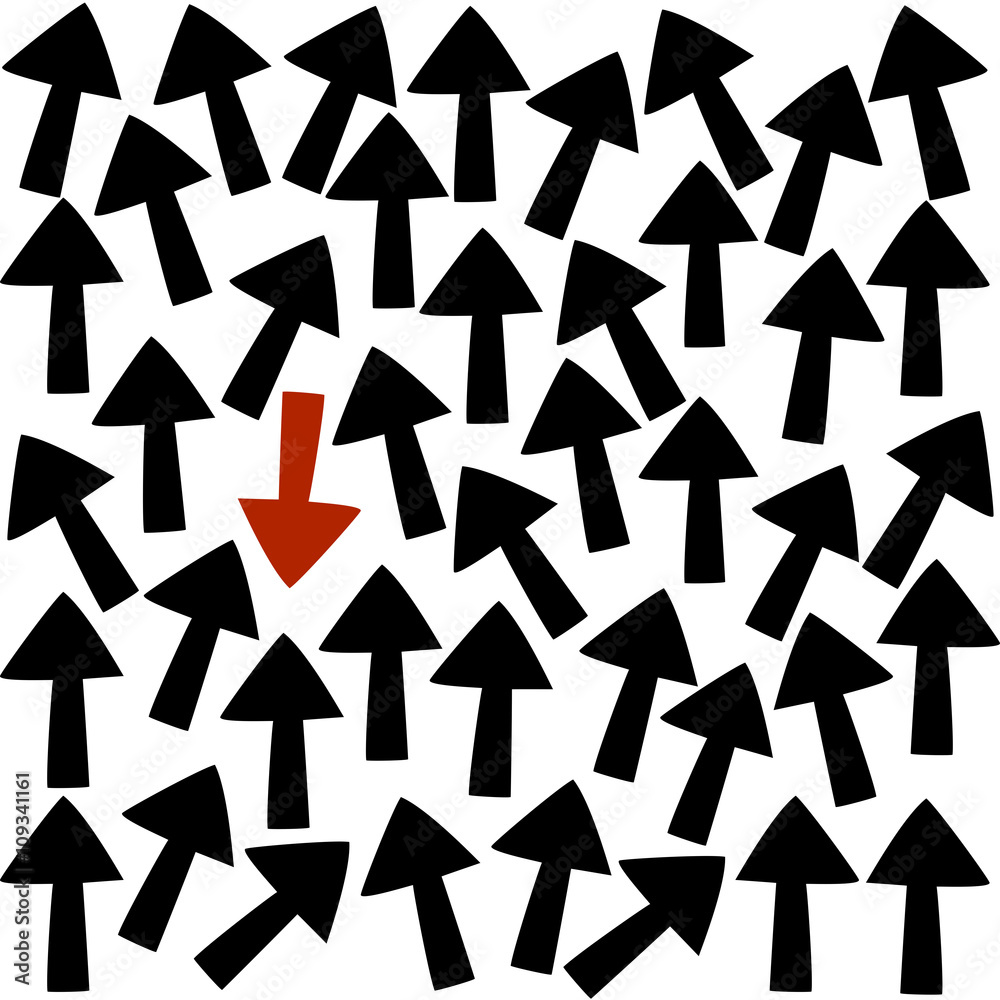 Vector image made with black arrows pointing in different directions ...