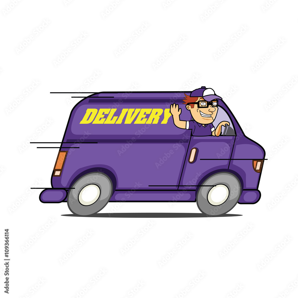 Vector Cartoon delivery cargo truck Stock Vector | Adobe Stock