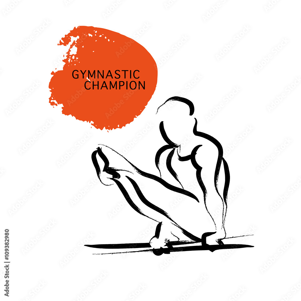 Hand drawn vector simple flat sportsman athlete sketch isolated on ...