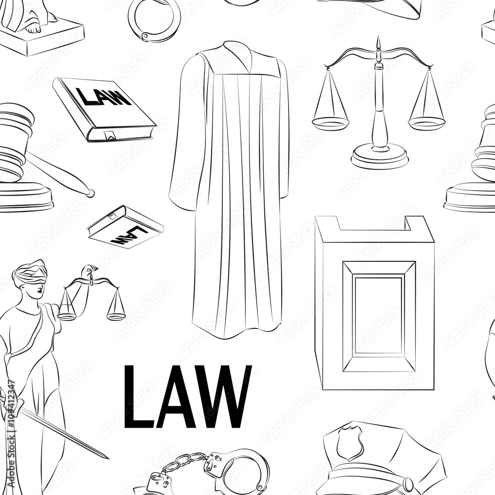 Law hand drawn pattern. Stock Vector | Adobe Stock