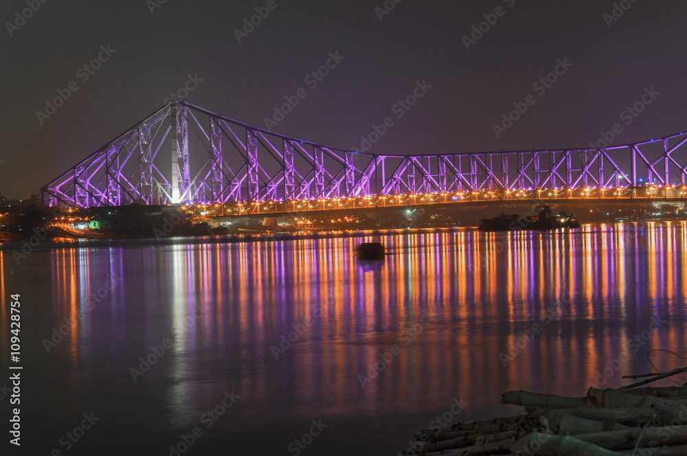 Howrah bridge at night Stock Photo | Adobe Stock