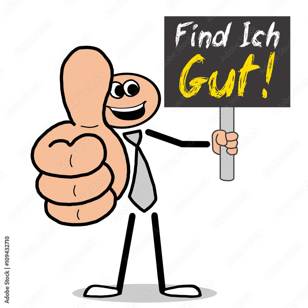 Find Ich Gut! Mann hält Daumen hoch Stock-Illustration | Adobe Stock
