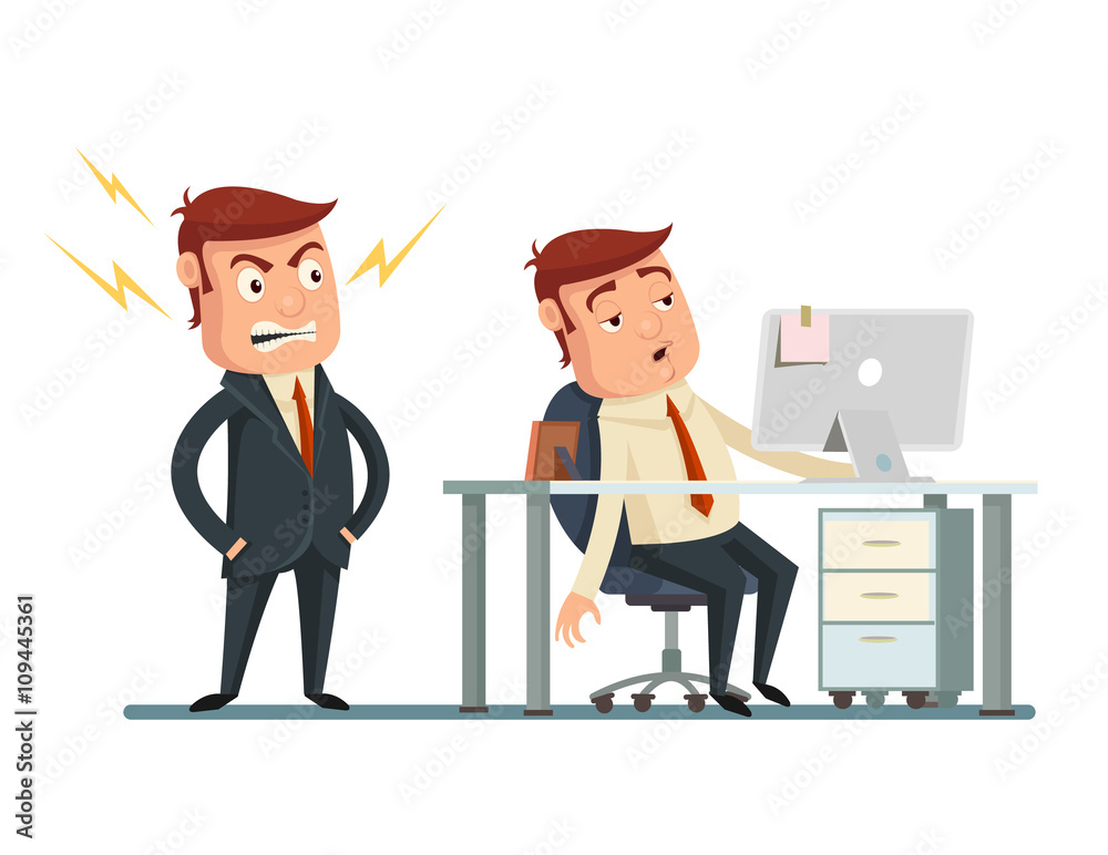 Angry boss. Vector flat cartoon illustration Stock Vector | Adobe Stock