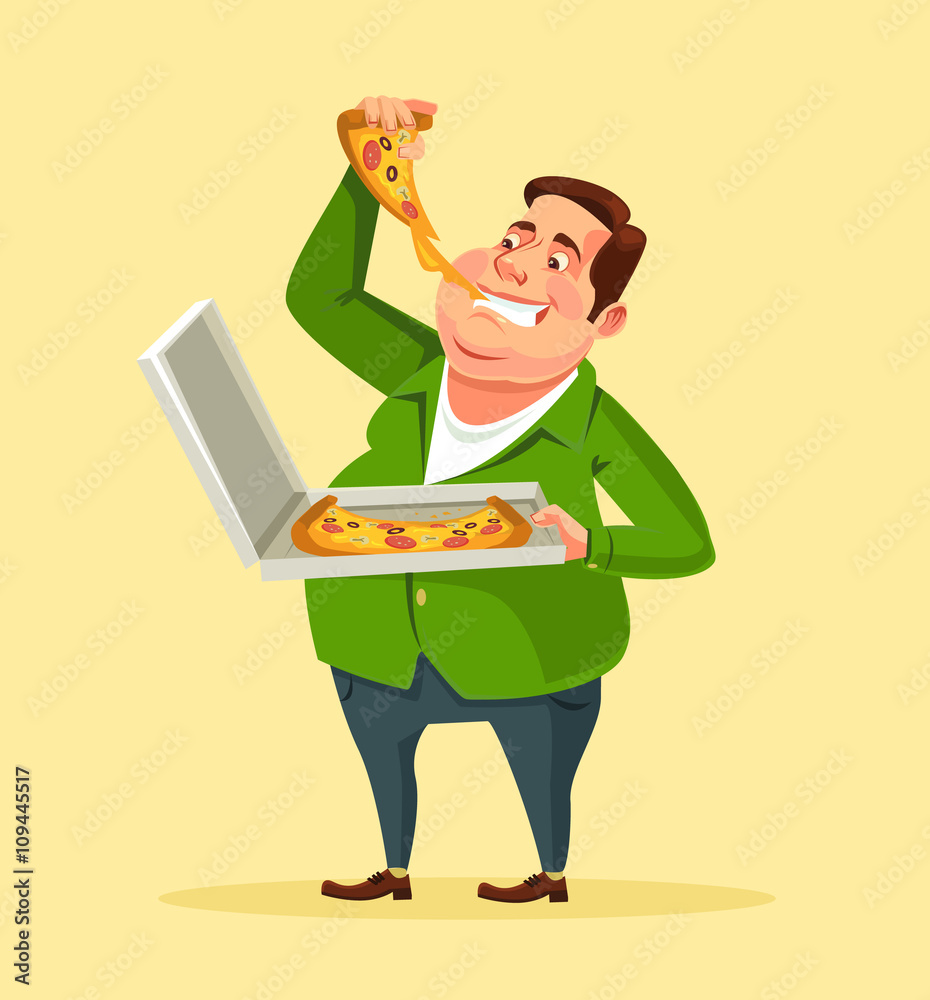 Cartoon Eating Pizza
