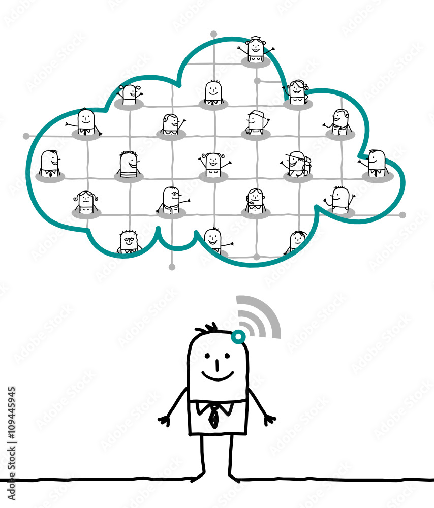 cartoon characters and cloud - network Stock Vector | Adobe Stock