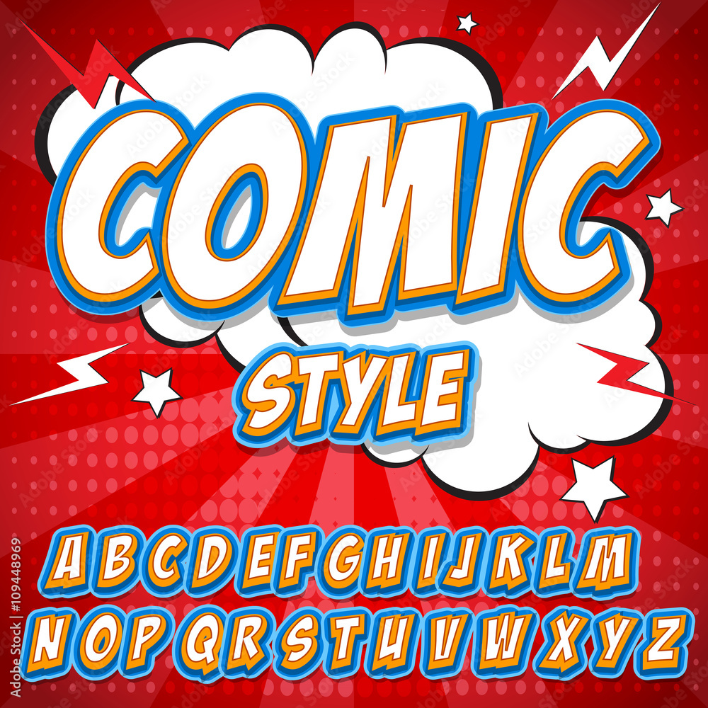 Vektorová grafika „Comics alphabet. Comics alphabet vector. Comics ...