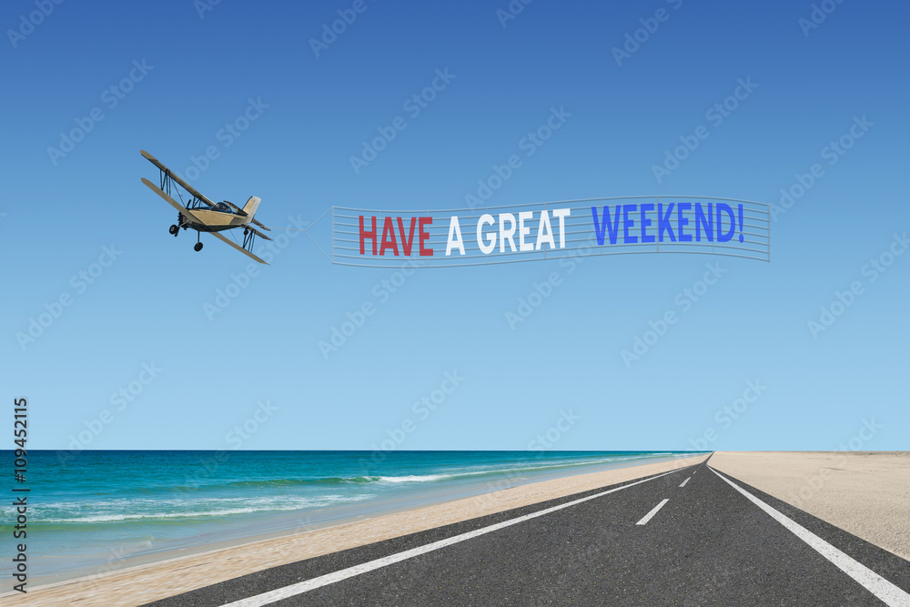 have a great weekend plane banner in american flag colors of red white ...