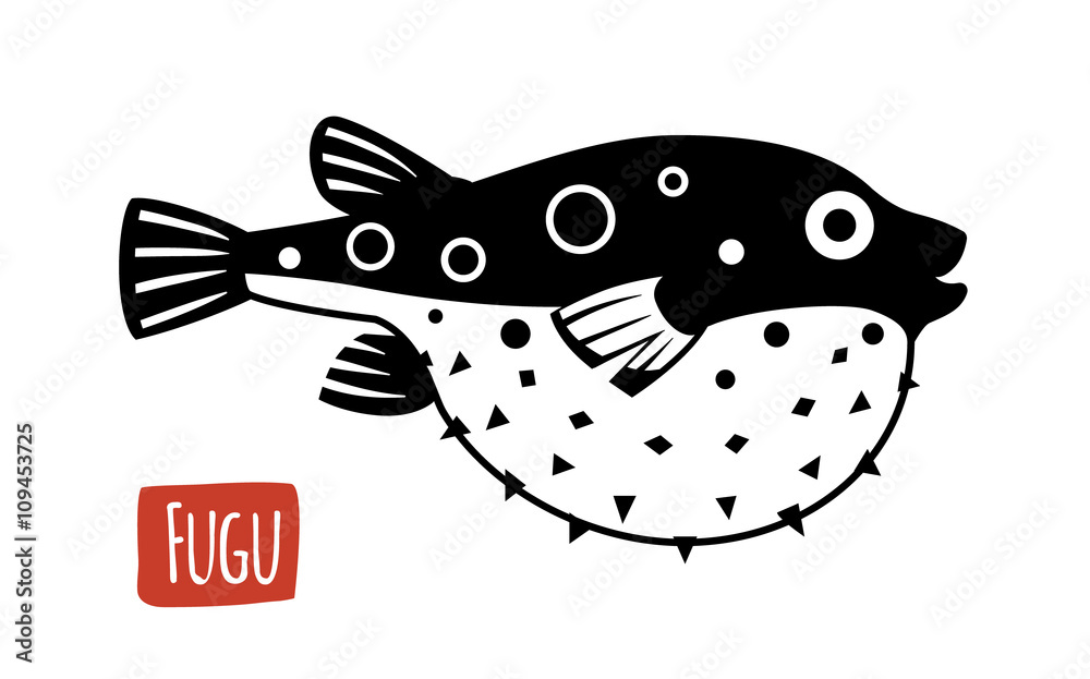 Fugu, vector cartoon illustration Stock Vector | Adobe Stock