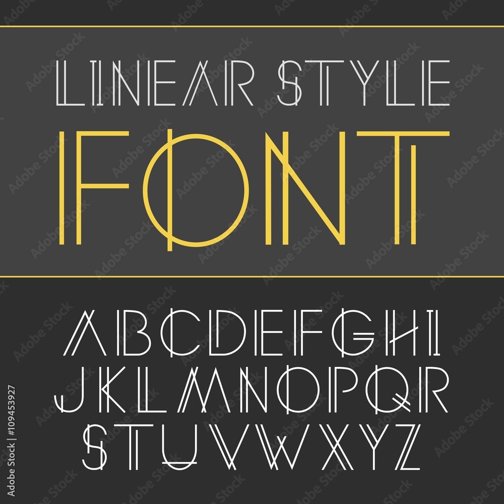 Vector linear font - simple and minimalistic alphabet in line style ...
