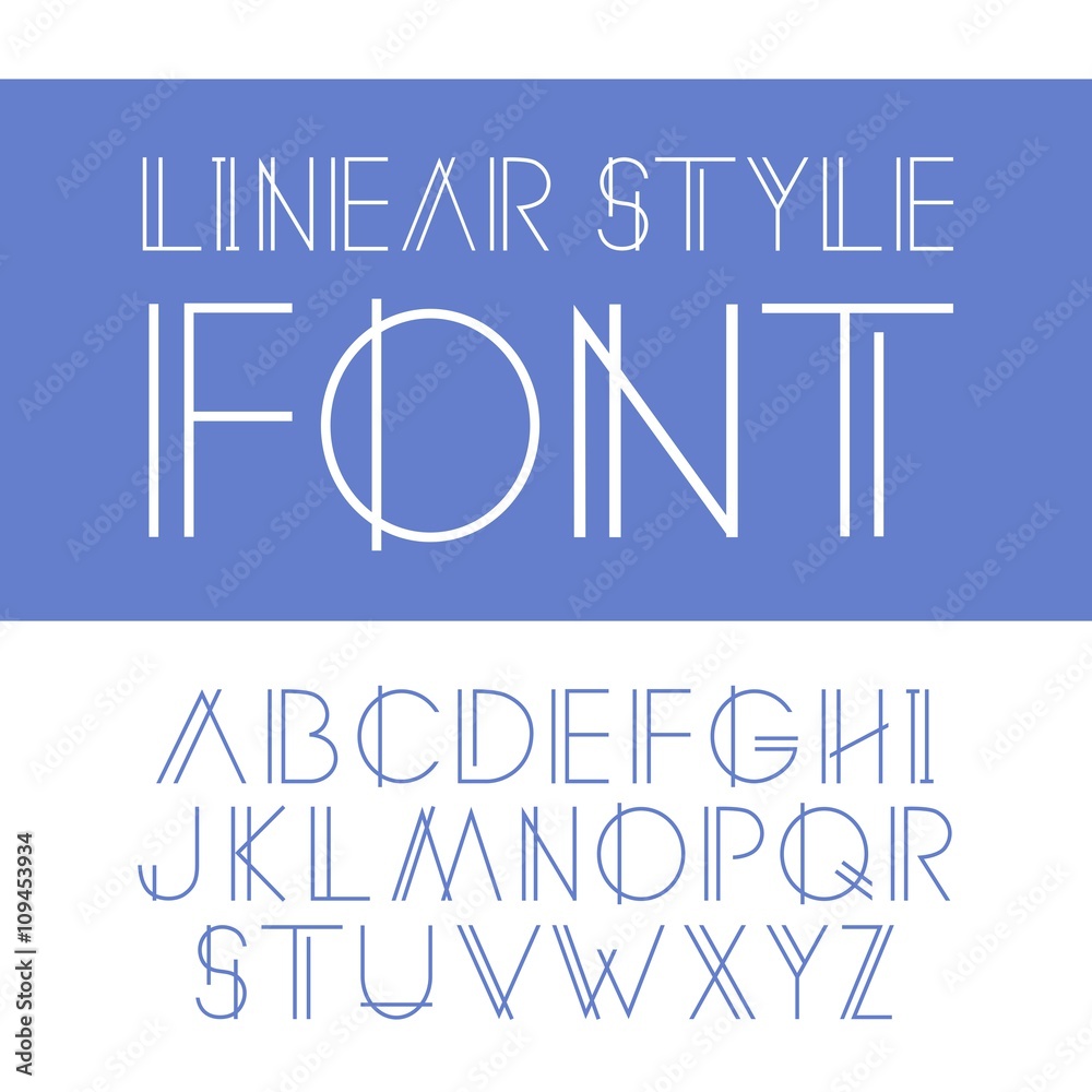 Vector linear font - simple and minimalistic alphabet in line style ...