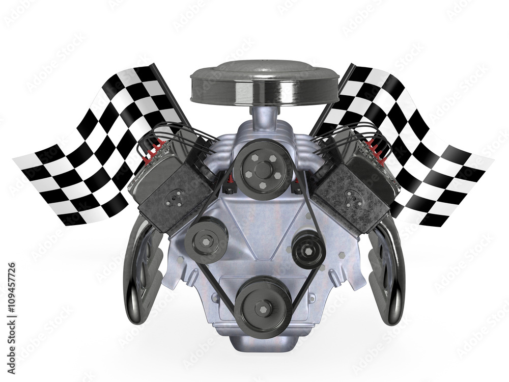 V8 engine with flags Stock Illustration | Adobe Stock