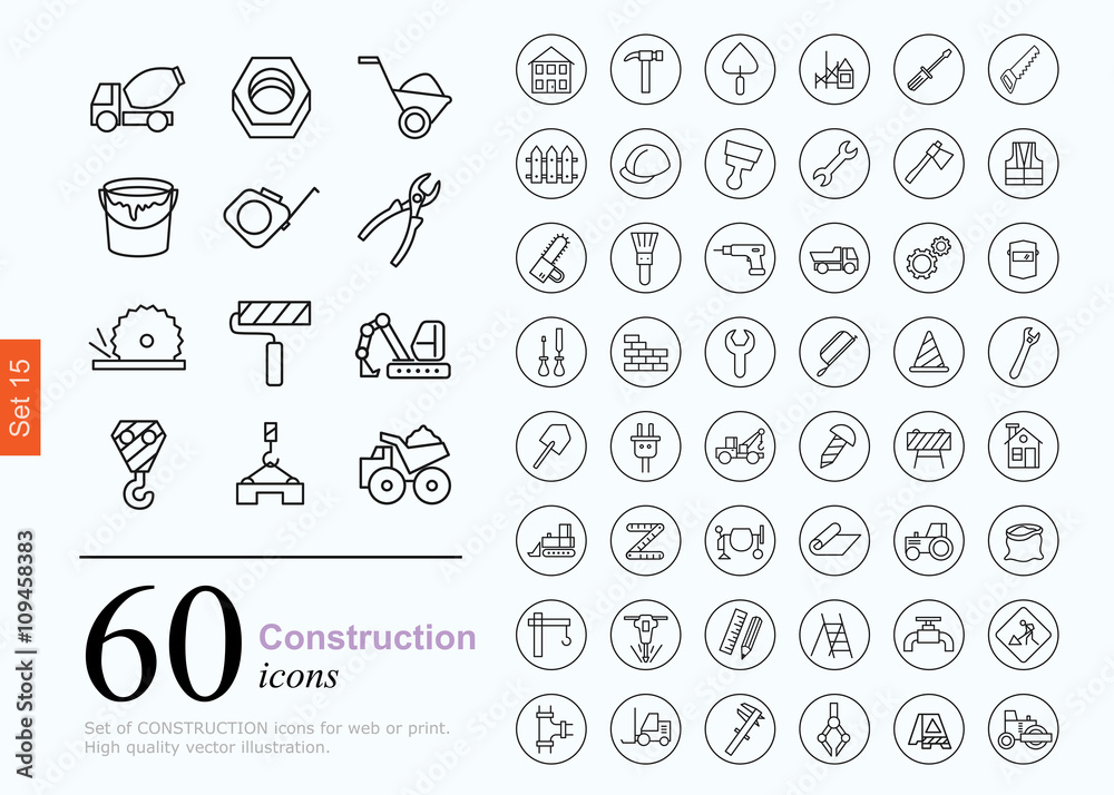 60 construction icons Stock Vector | Adobe Stock