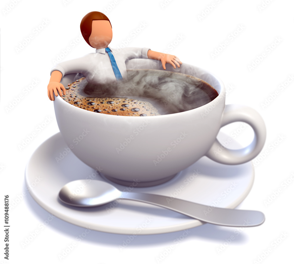 3D Männchen macht Kaffeepause Stock Illustration | Adobe Stock