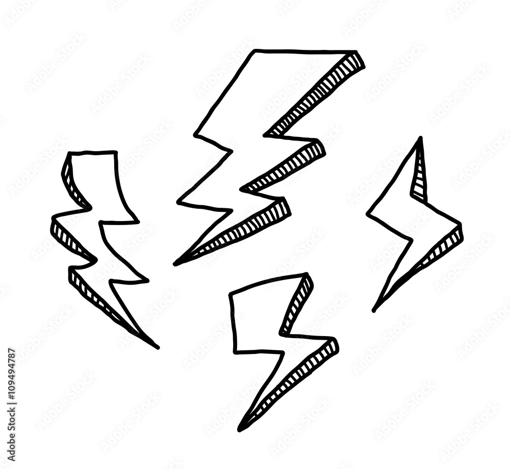 Lightning Doodle Set, a hand drawn vector doodle illustration set of ...