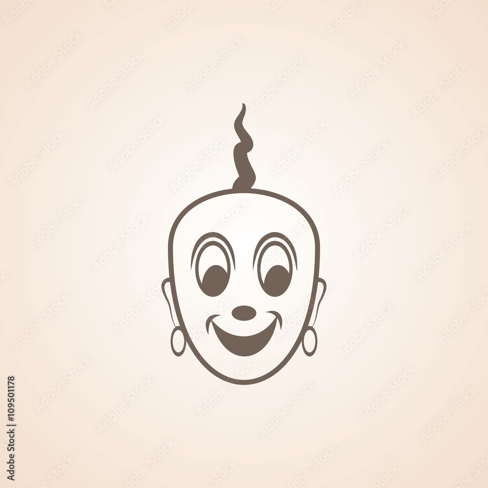 Icon Of Happy Indian Pandit. Stock Vector | Adobe Stock
