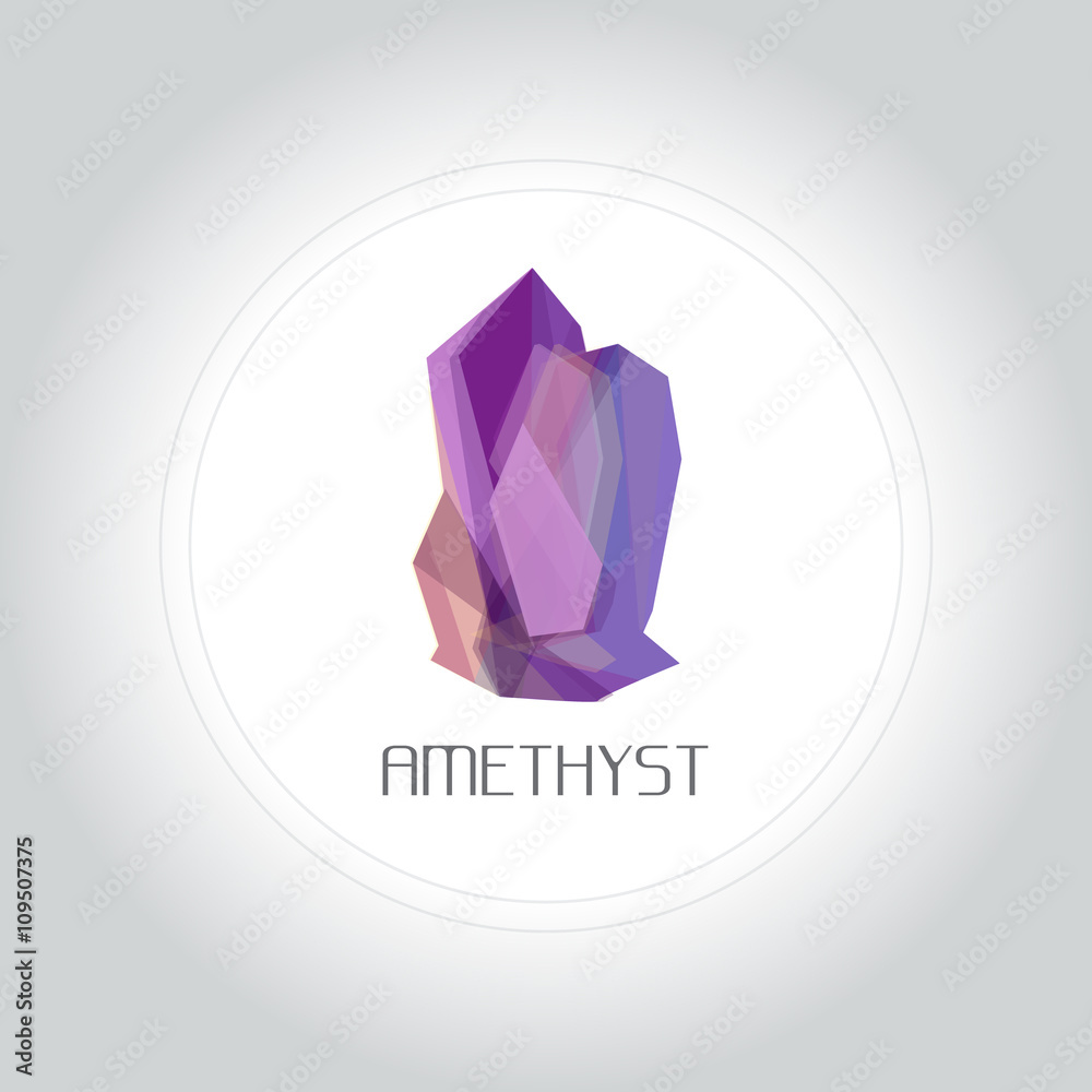 Amethyst gem logo in low lolygon style. Vector illustration for web ...