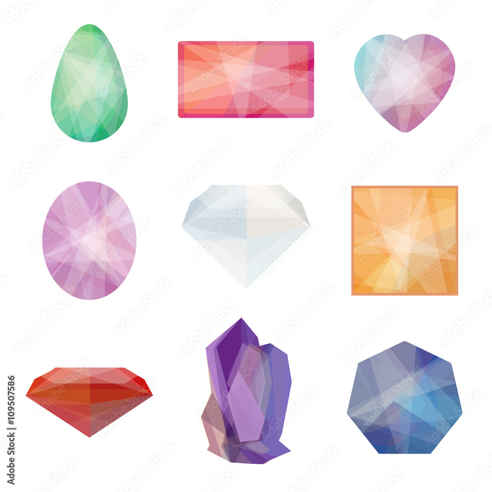 Set of gems in low polygon style. Vector illustration of gems for web ...