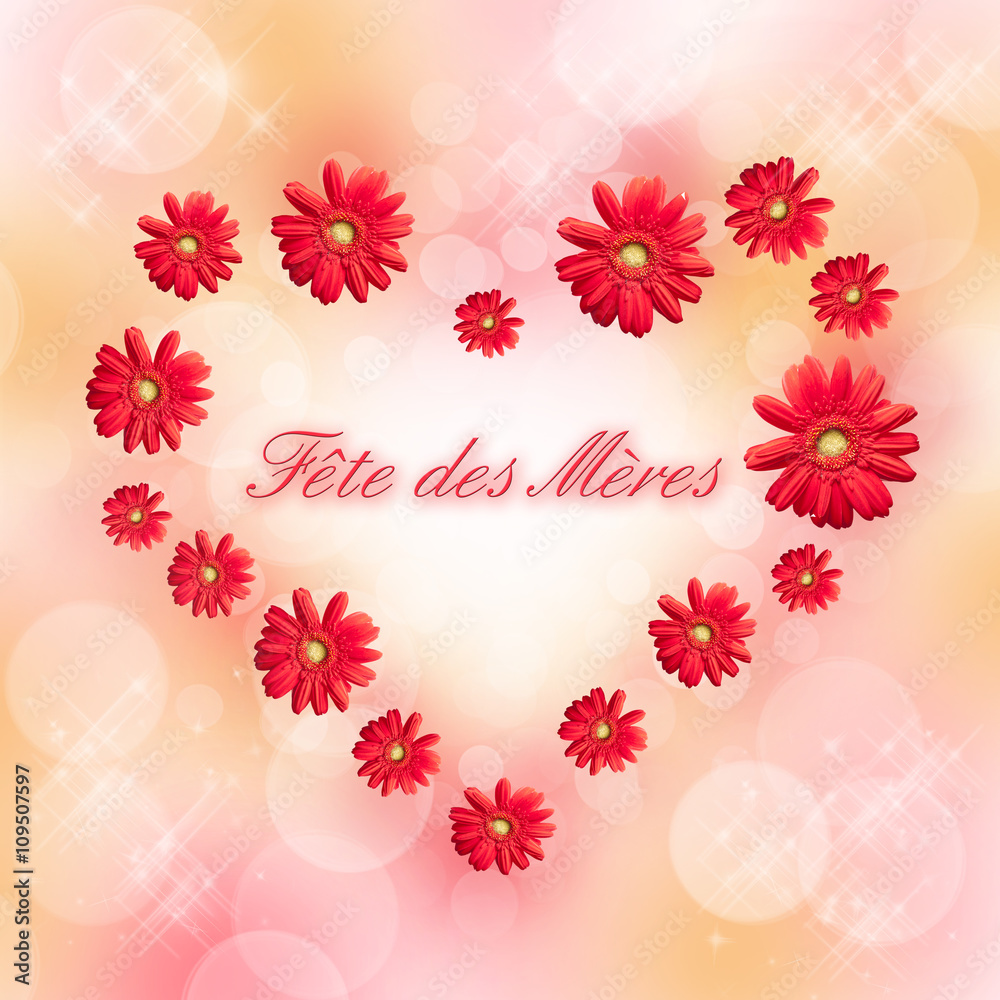 Maman écrit dans un coeur fleuri, concept Fête des Mères ilustração do ...