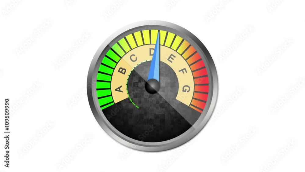 Energy efficiency rating. The animation shows the intensity of ...