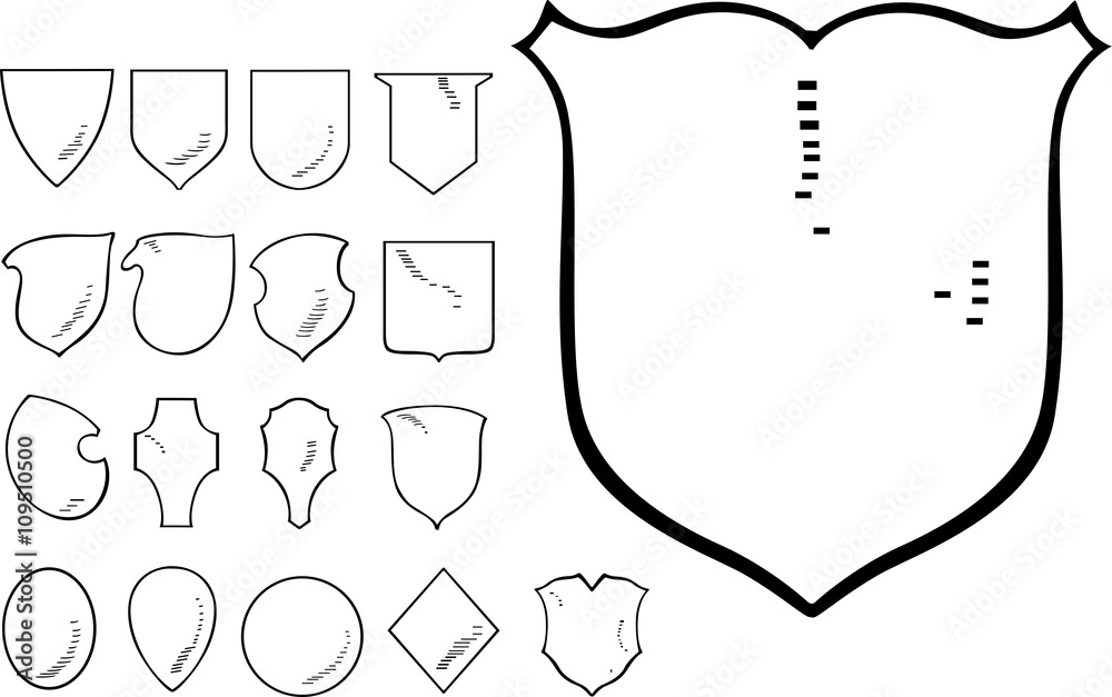 Set of Heraldic Shield Shapes Stock Vector | Adobe Stock