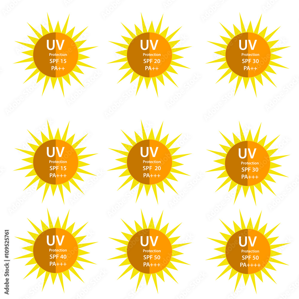 UV Protection 9 logos set Stock Vector | Adobe Stock