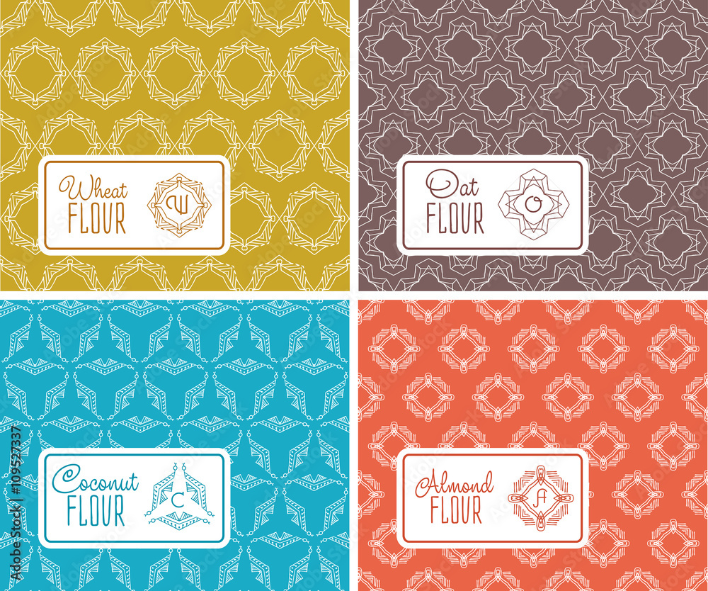 Seamless logo with label for flour packaging Stock Vector | Adobe Stock