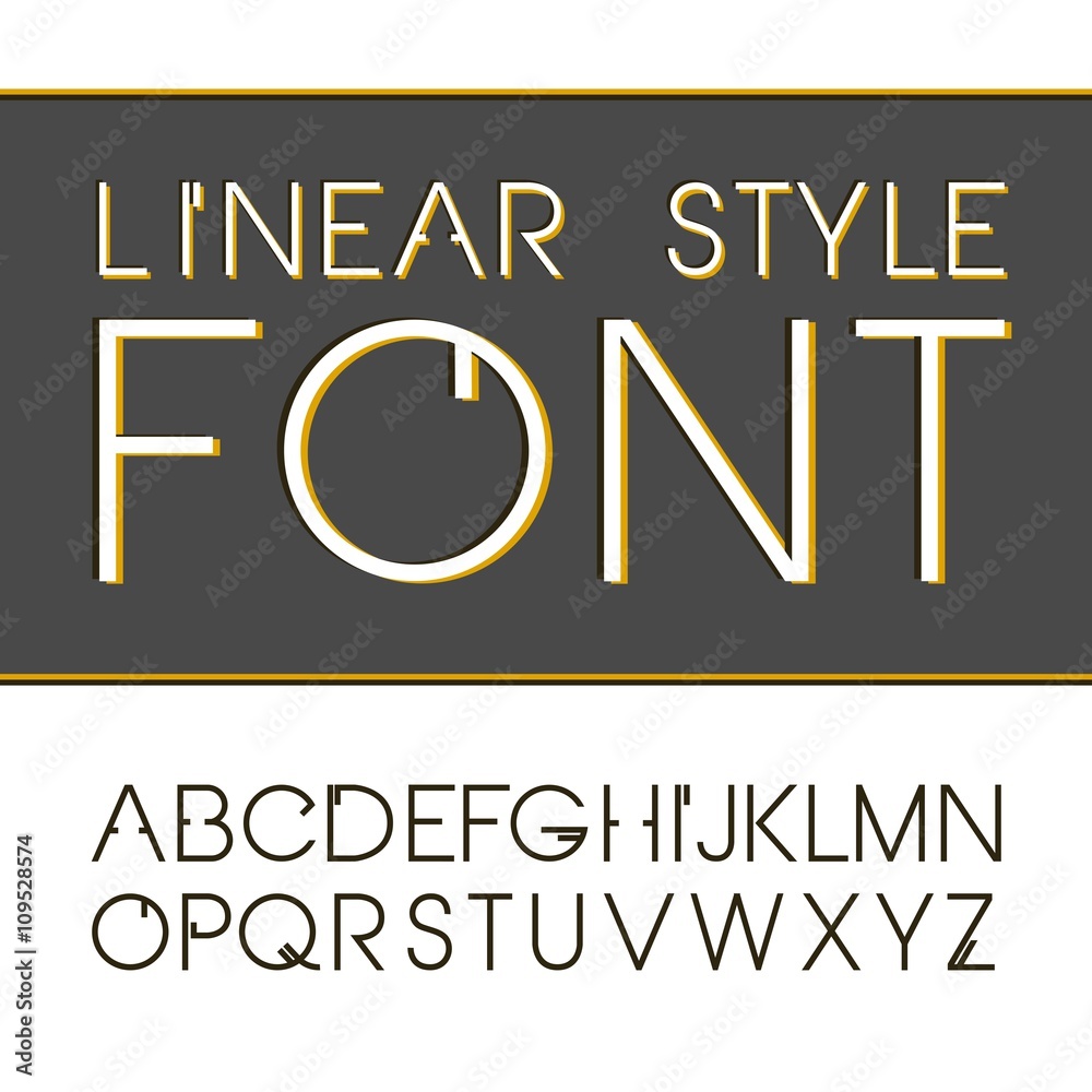 Vector linear font - simple and minimalistic alphabet in line style ...