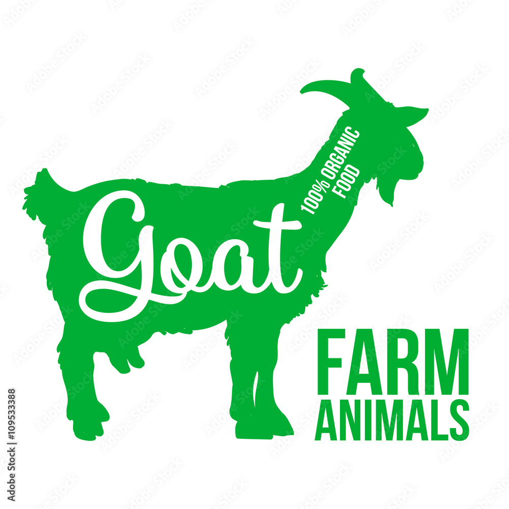 Vetor de green contour farm animal with a white lettering inscription ...