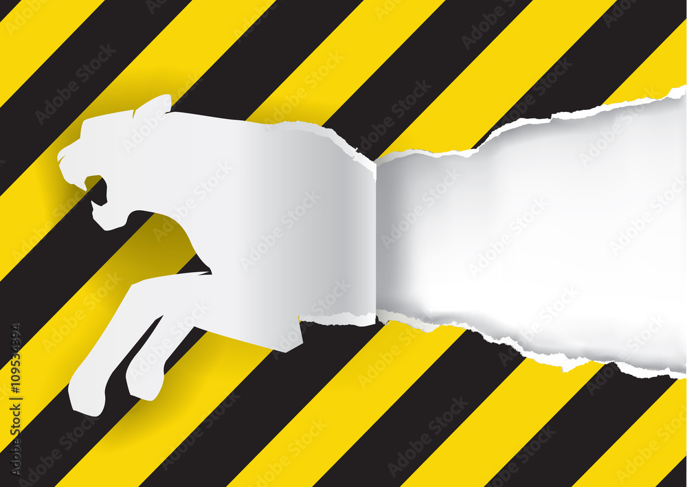 Paper Tiger Construction Sign Background. Paper silhouette of tiger ...
