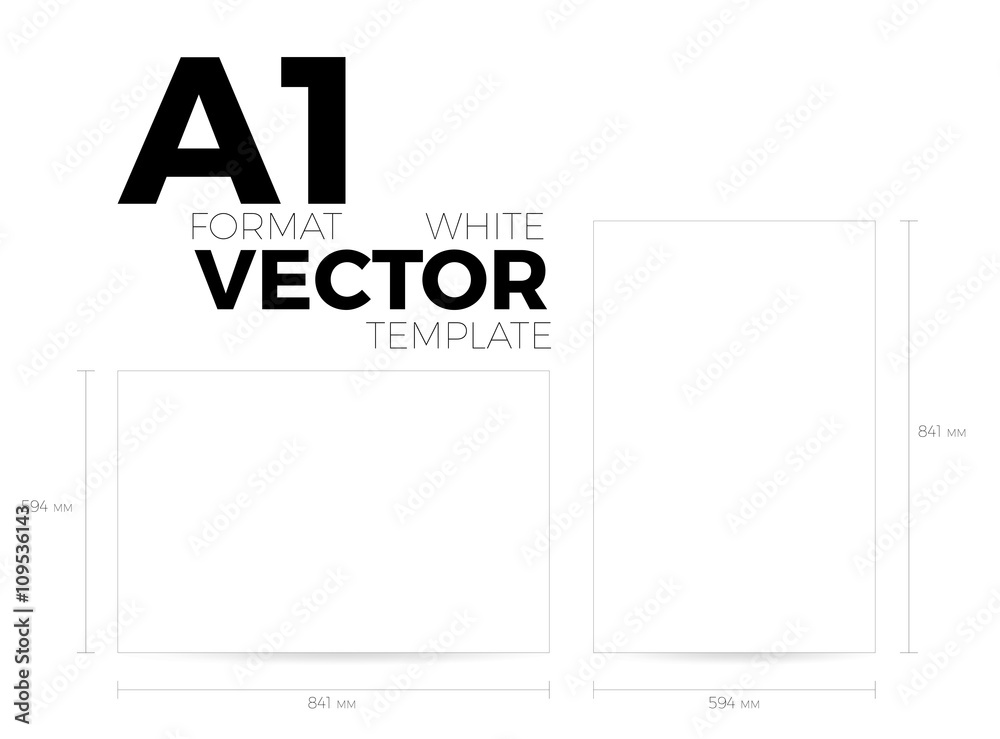 A1 page format white vector eps10 template. vertical and horizontal ...