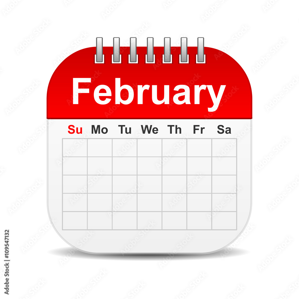 February on blank calendar icon Stock Illustration | Adobe Stock