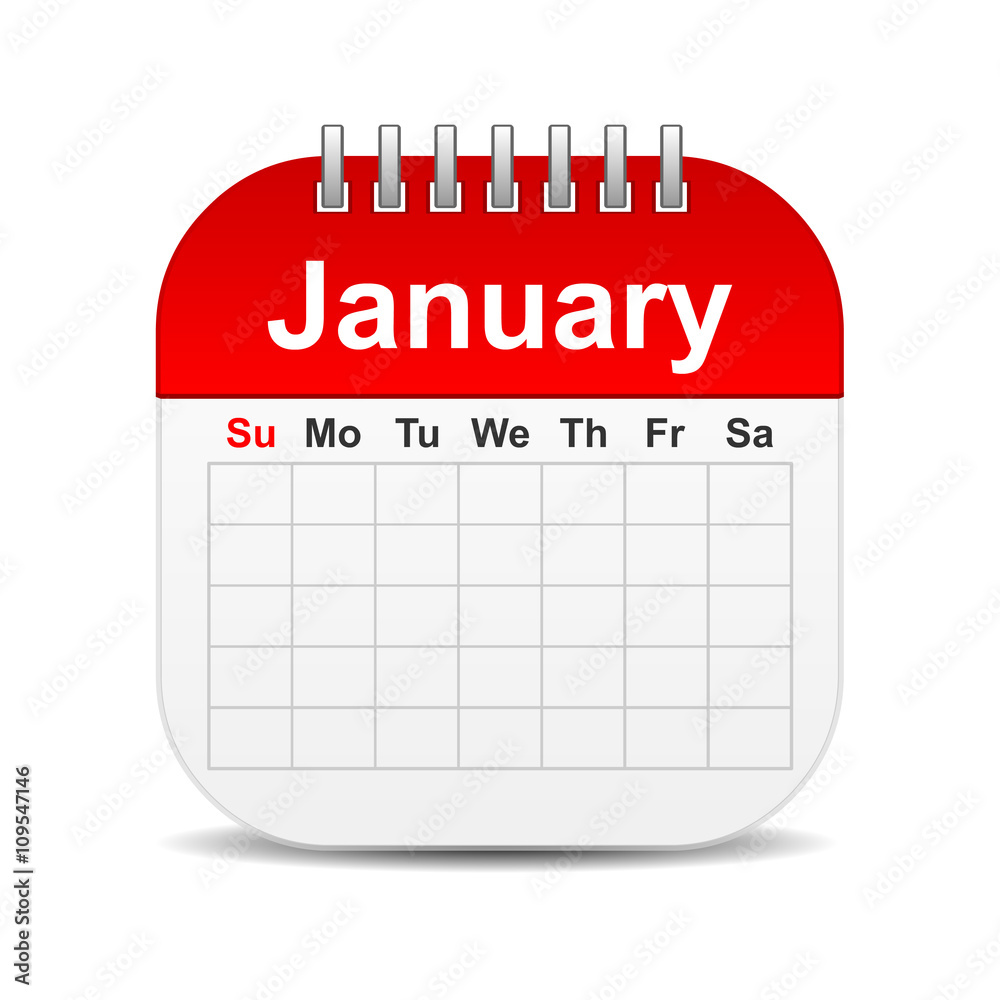 January on blank calendar icon Stock Illustration | Adobe Stock