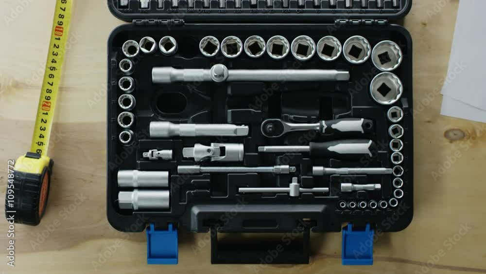 man open the toolbox and take the tool from it Stock Video | Adobe Stock