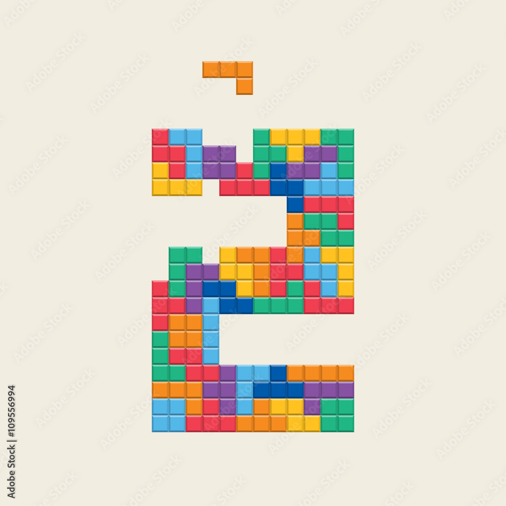 Logo number "2", video game pixel style. Editable vector design. Stock ...