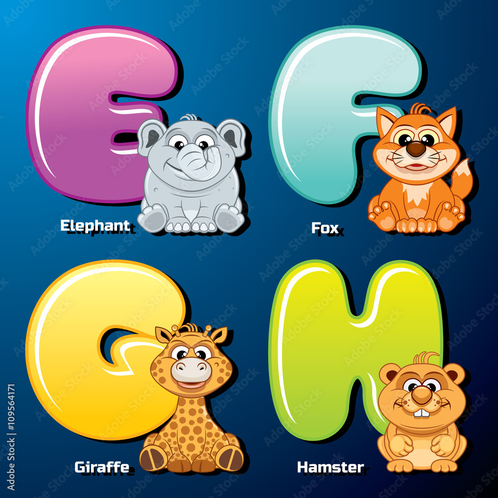 Cute Animals and Birds in Alphabetical Order Stock Vector | Adobe Stock