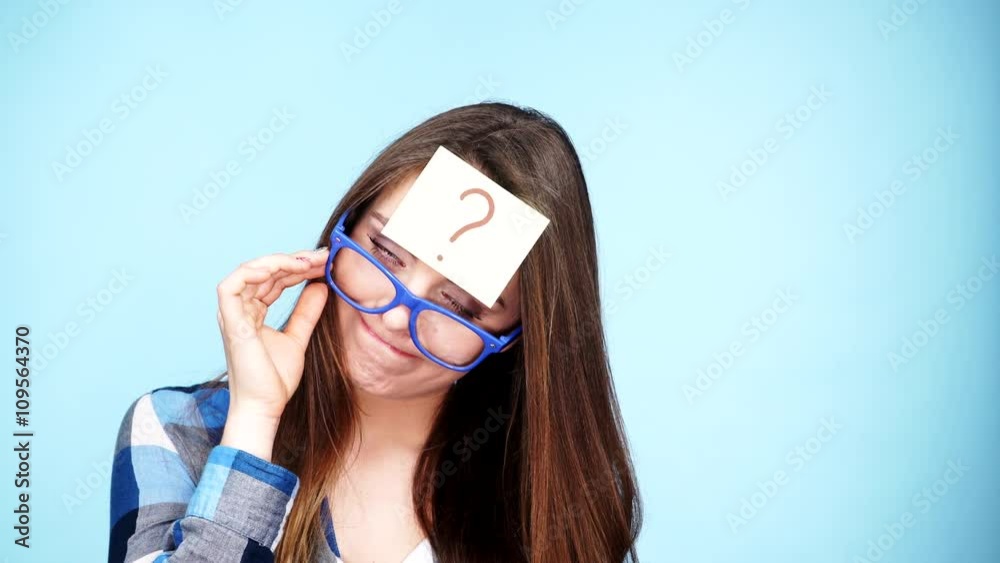 woman thinking question mark on her head 4K Stock Video | Adobe Stock