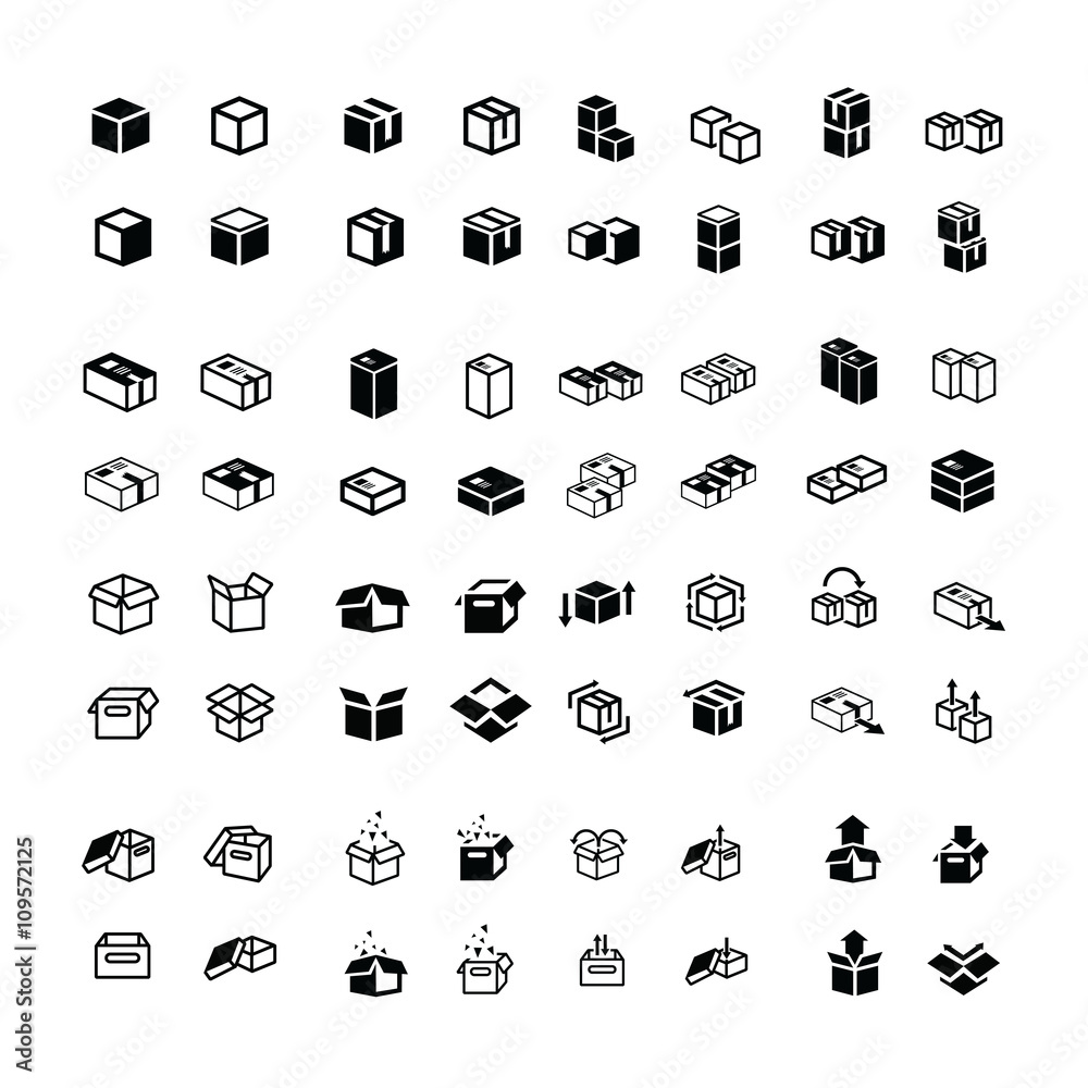 box icons set 64 item Stock Vector | Adobe Stock