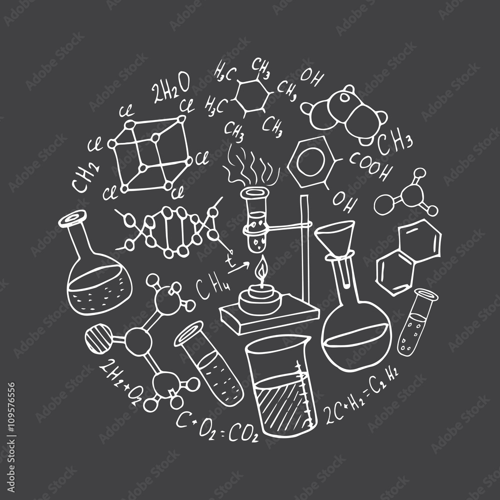 chemistry hand drawn doodles. science vector illustration Stock Vector ...