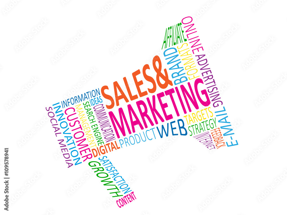 SALES & MARKETING Vector Tag Cloud with Loudspeaker Icon Stock Vector ...