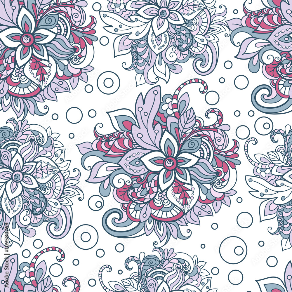 Vector seamless pattern in boho style. Henna mehndi design background ...