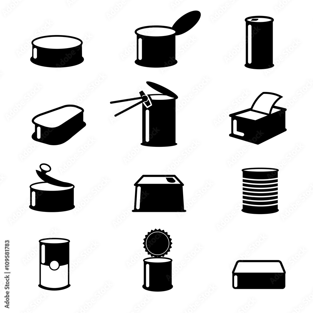 Cans food,canned goods vector icons Stock Vector | Adobe Stock