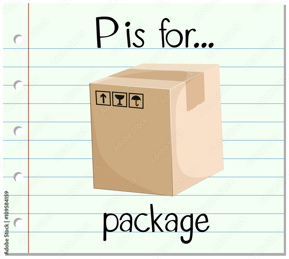 Flashcard letter P is for package Stock Vector | Adobe Stock