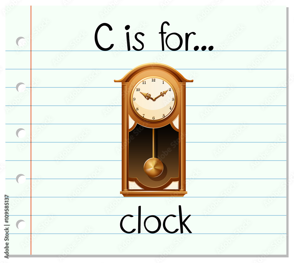 Flashcard letter C is for clock Stock Vector | Adobe Stock
