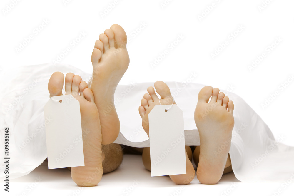 dead body feet with card autopsy isolated on white foto de Stock ...